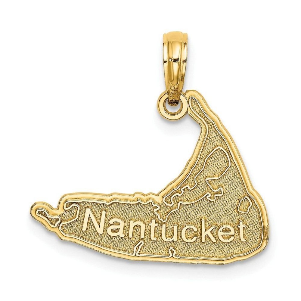 14k Nantucket Map Charm Pendant - Gem